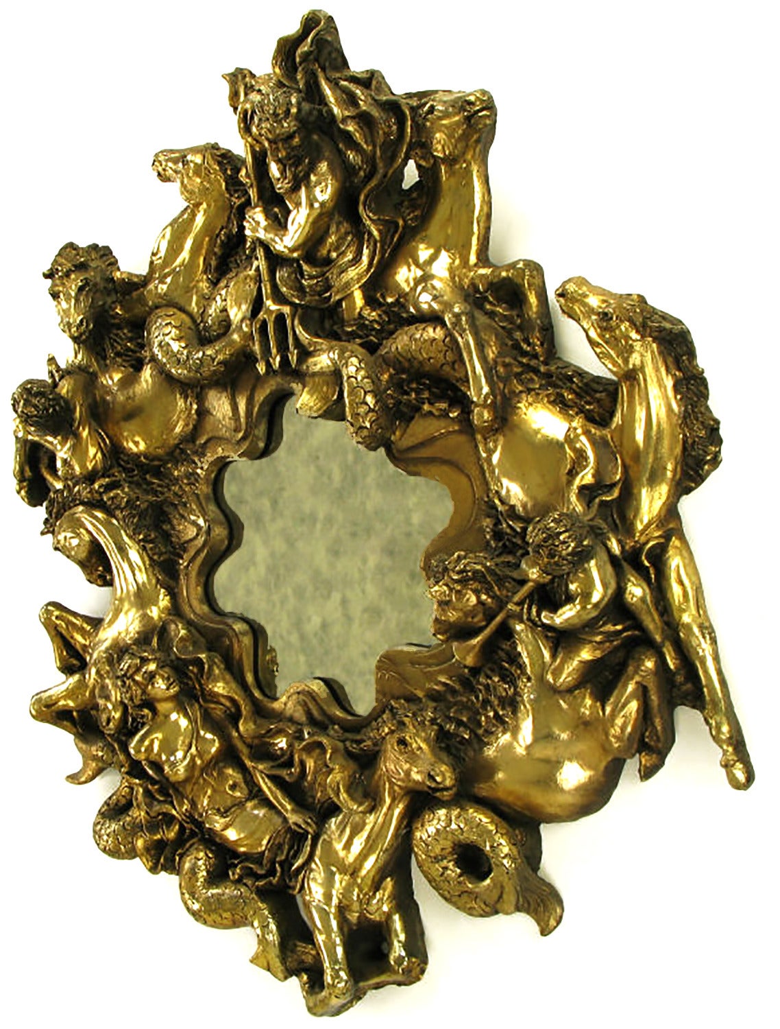 Large Mirror Depicting Mythological Poseidon with Hippocampi at 1stDibs ...