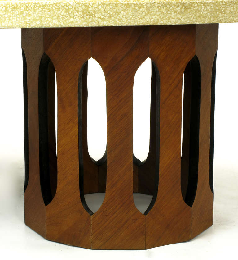 Terrazzo and Mahogany Double Dodecagon Coffee Table For Sale at 1stdibs