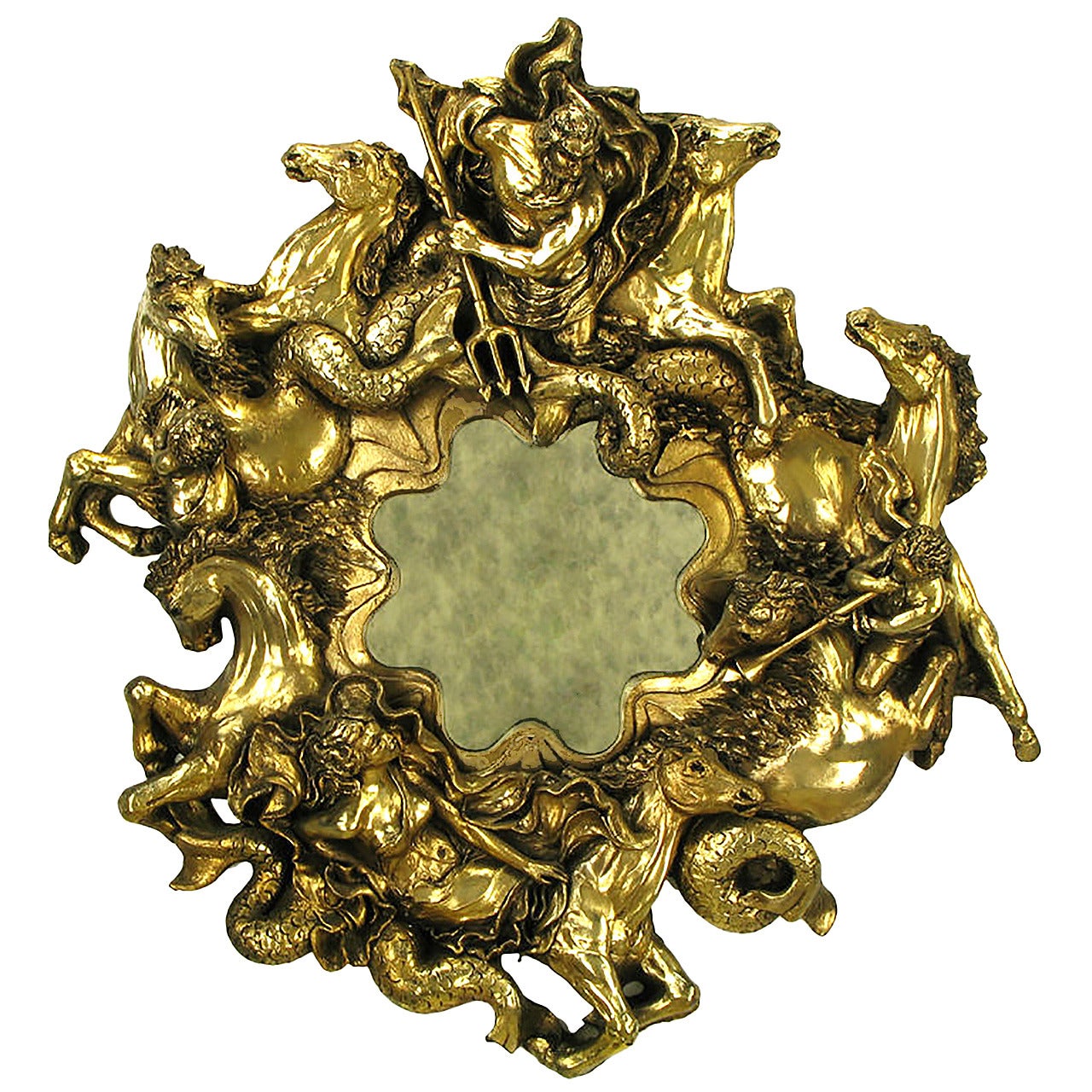 Large Mirror Depicting Mythological Poseidon with Hippocampi at 1stDibs ...