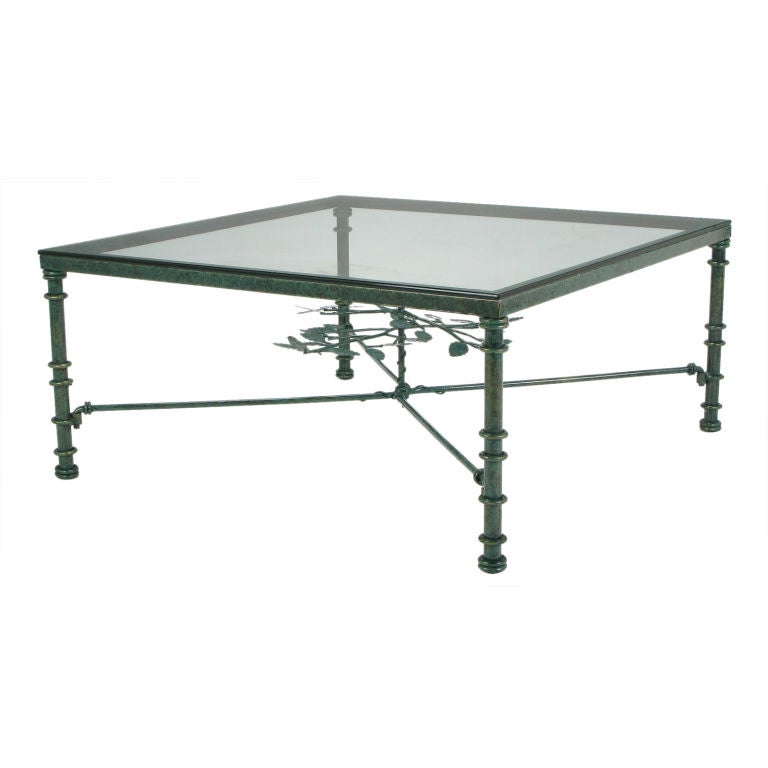 Verdigris Lacquered Wrought Iron square Coffee Table at 1stDibs