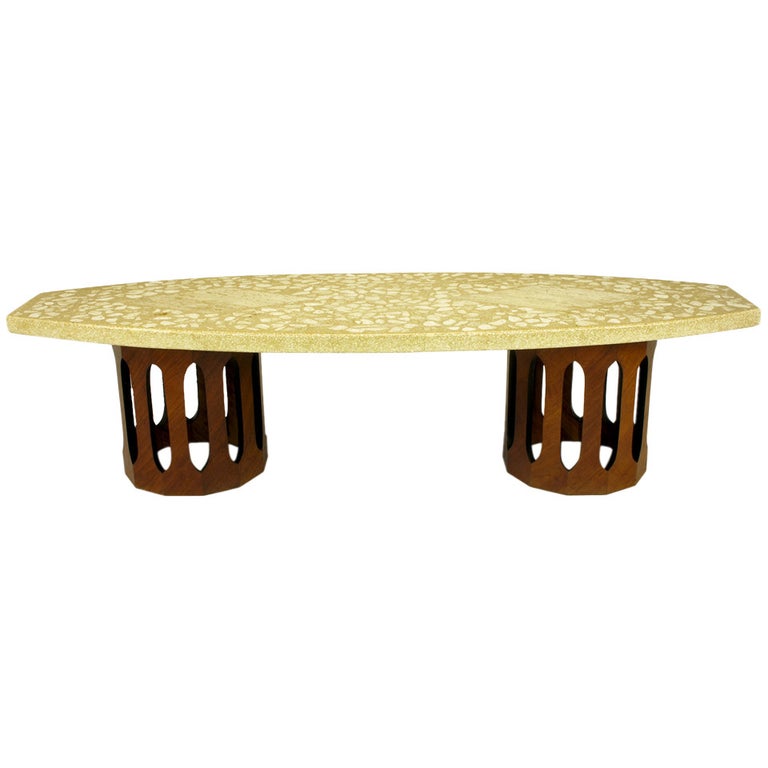 Terrazzo and Mahogany Double Dodecagon Coffee Table at 1stDibs