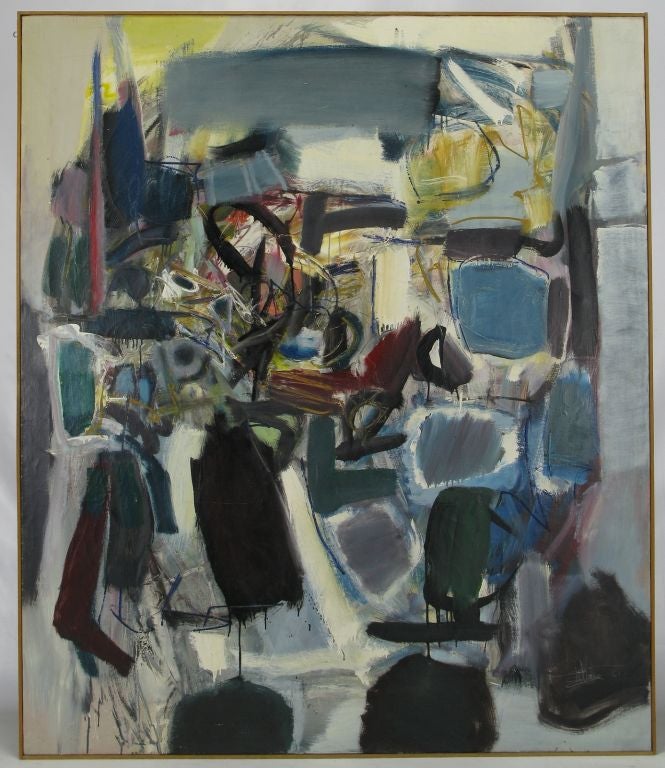 66" x 55" H.I. Gates 1961 Abstract Oil and Acrylic On Canvas at 1stDibs