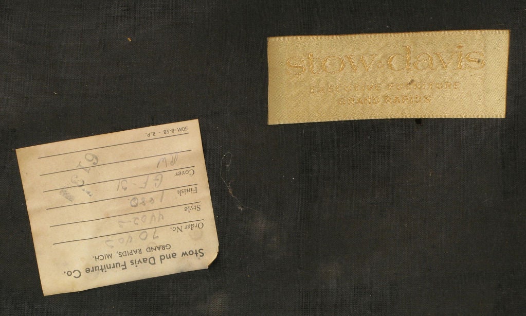 Stow Davis Mahogany and Black Leather Arm Chair at 1stDibs