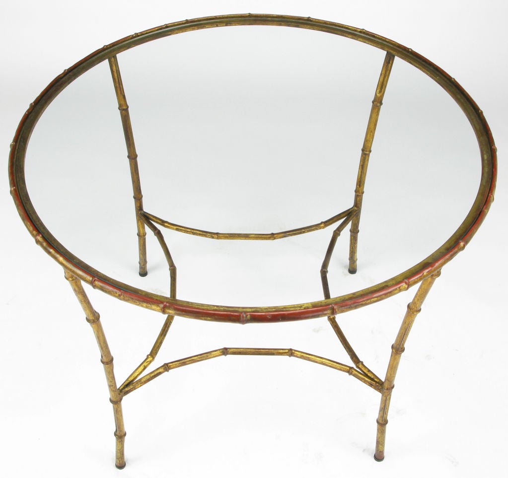 Round Gilt Metal Bamboo Dining Table at 1stDibs