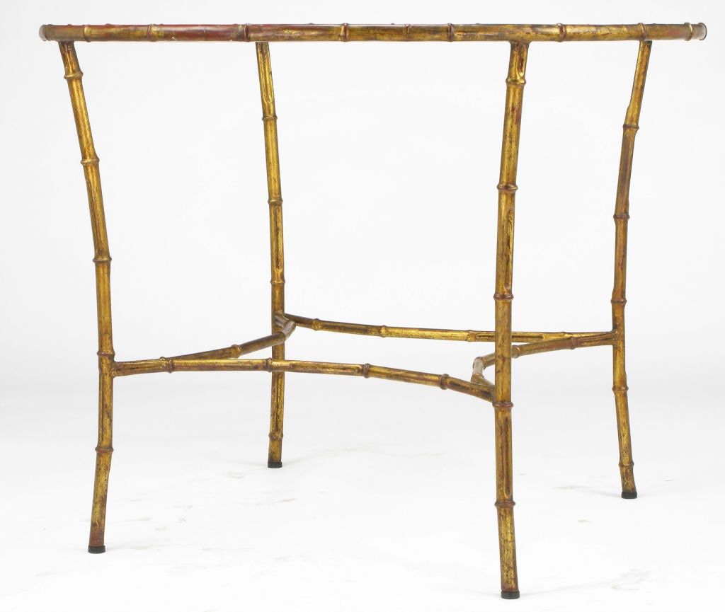 Round Gilt Metal Bamboo Dining Table at 1stDibs
