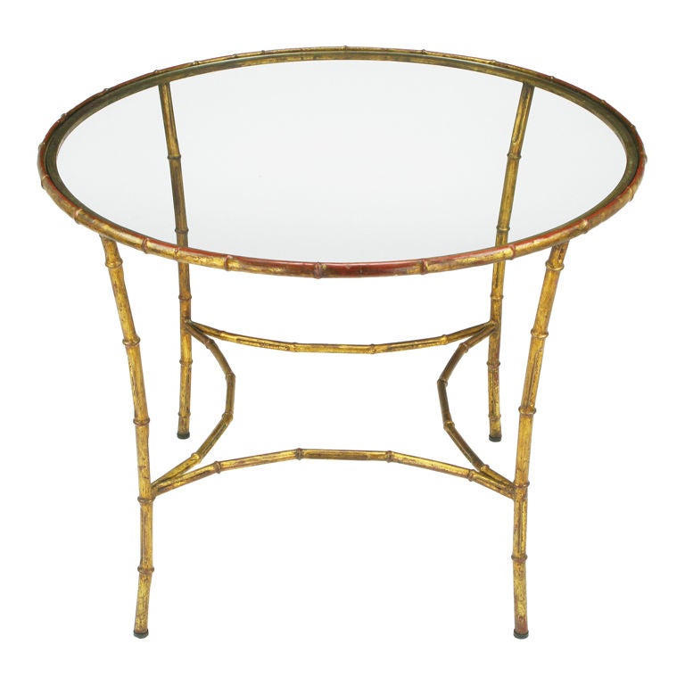 Round Gilt Metal Bamboo Dining Table at 1stDibs
