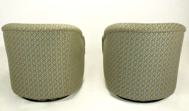 Pair Ward Bennett Barrel Back Swivel Chairs With Geometric Upholstery ...