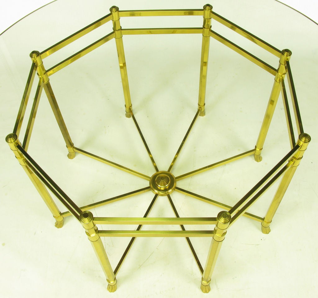 Large Octagonal Brass Dining Table With Hooved Feet at 1stDibs