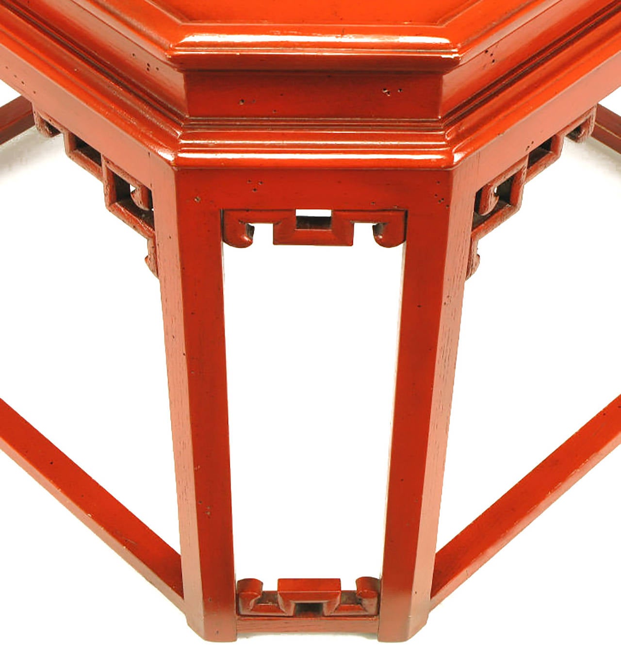 Glazed Cinnabar Lacquered Chinoiserie Canted Corner Side Table at 1stDibs