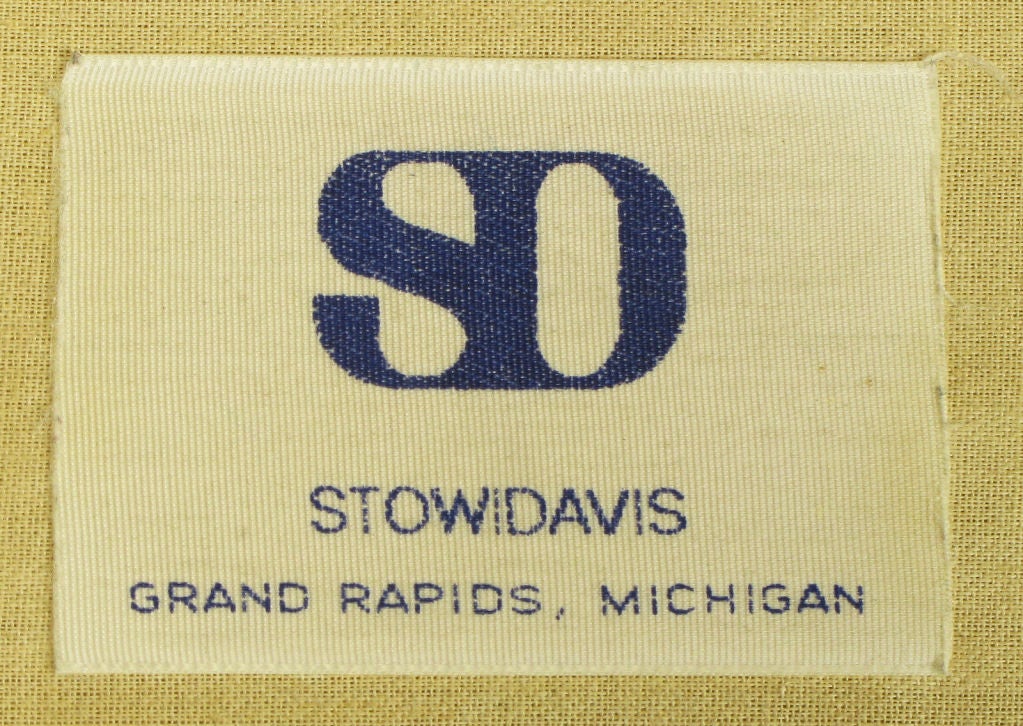 Stow Davis Leather, Ebonized Wood and Aluminum Even-Arm Sofa. at 1stDibs