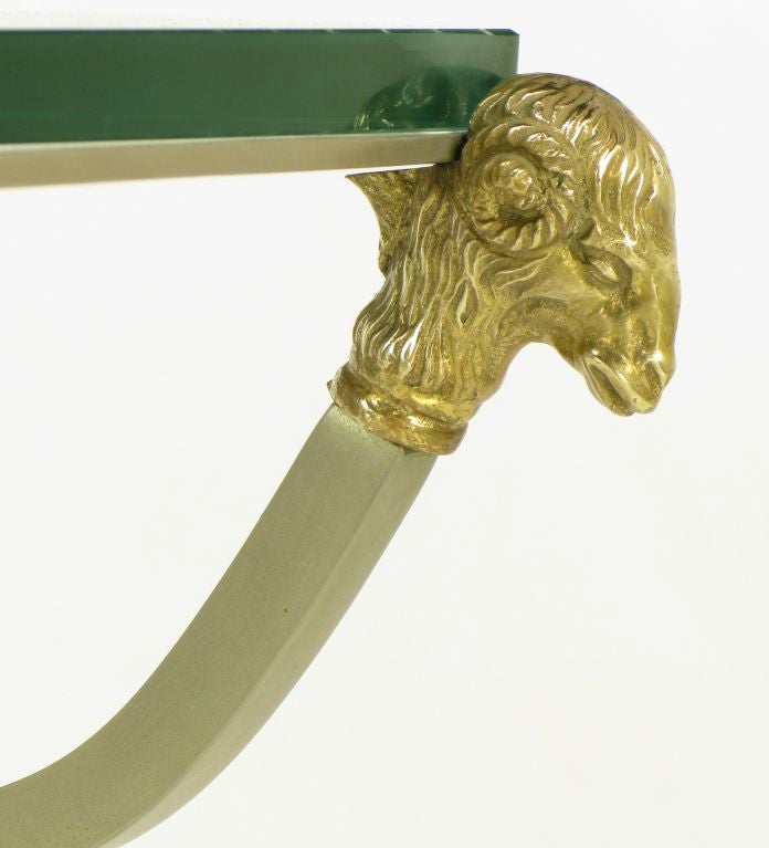 Pair 1940s Italian Steel and Brass Ram's Head and Hoof Tables at 1stDibs