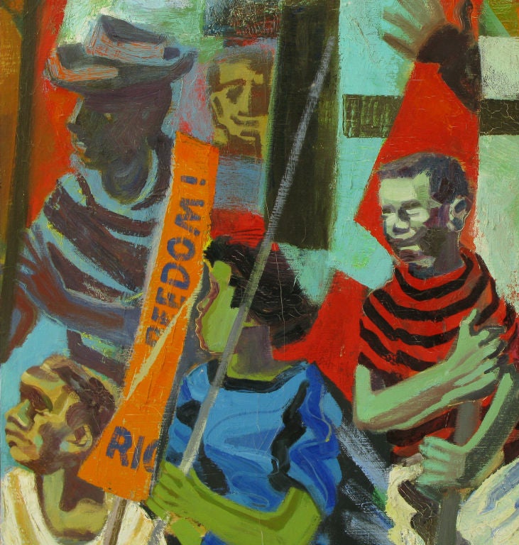 Important 12.5' 1965 Civil Rights Mural By Joan Linsley at 1stDibs