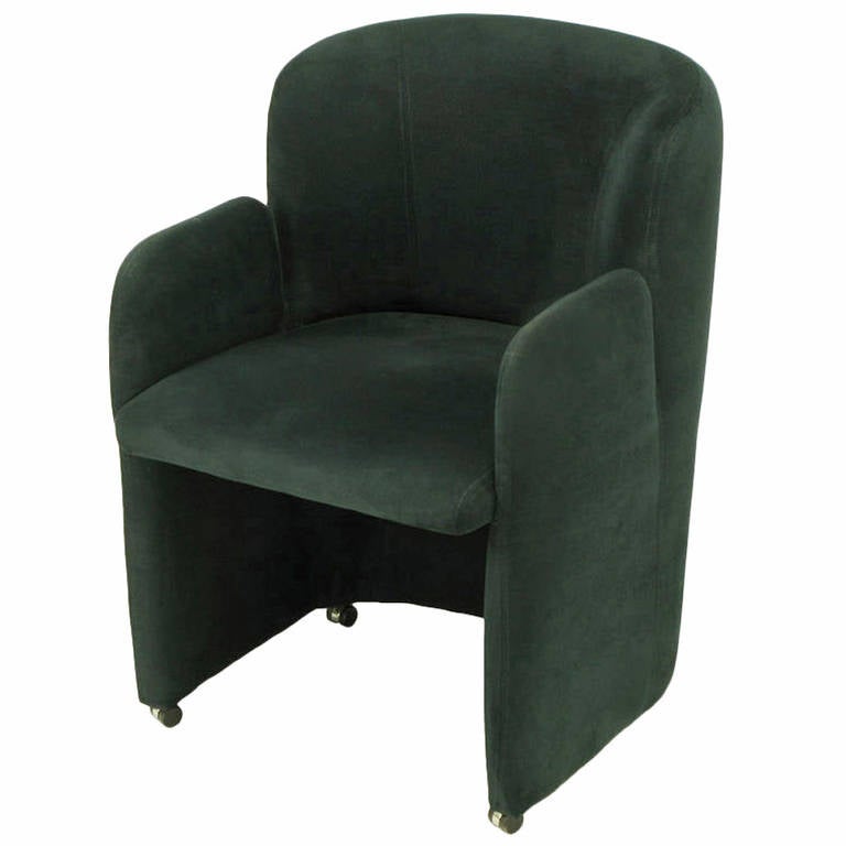 Suede Barrel Back Arm Chair By Preview Furniture Attributed to Vladimir ...