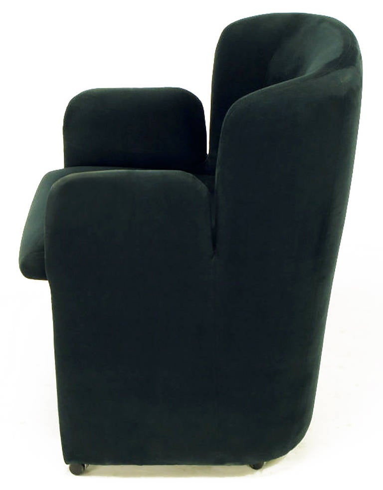 Suede Barrel Back Arm Chair By Preview Furniture Attributed to Vladimir ...