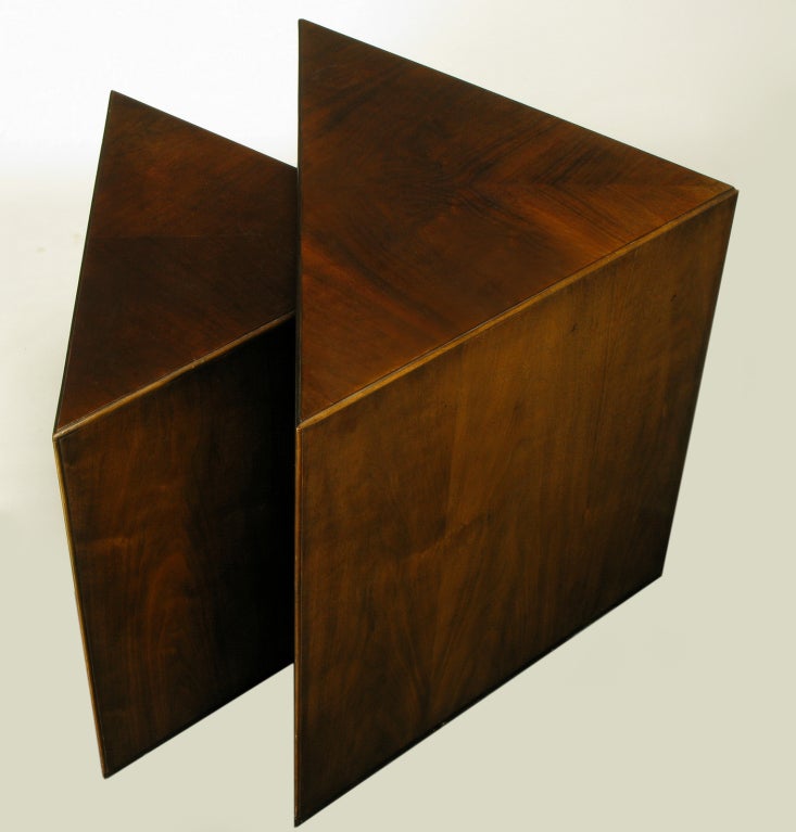 Unusual Pair Baker Triangular Nesting Tables at 1stDibs