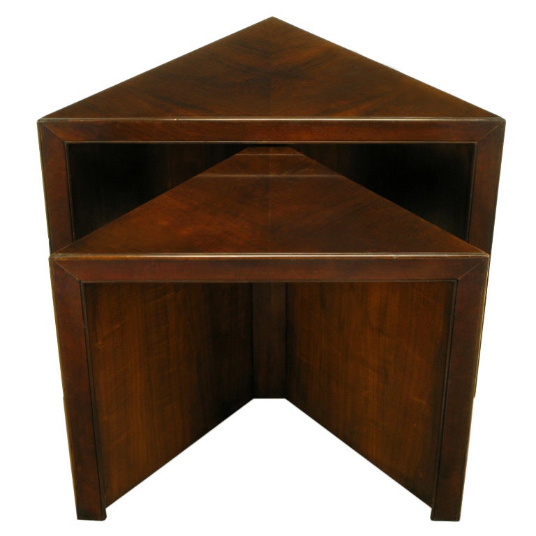 Unusual Pair Baker Triangular Nesting Tables at 1stDibs