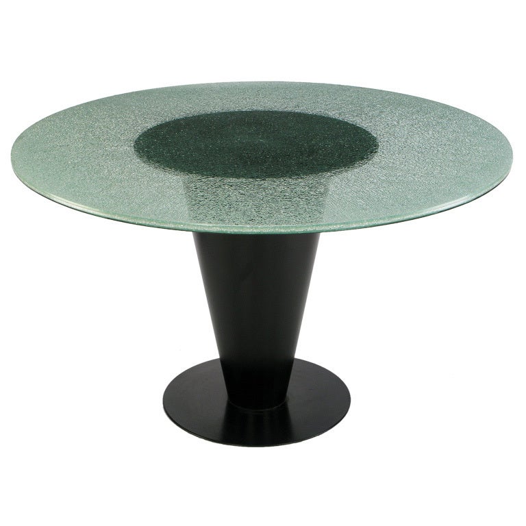 Joe D'Urso For Bieffe Plaft Conical Steel and Glass Dining Table at 1stDibs