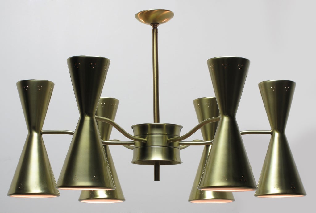Litecraft Twelve Light Chandelier with Pierced Hourglass Shades at 1stDibs