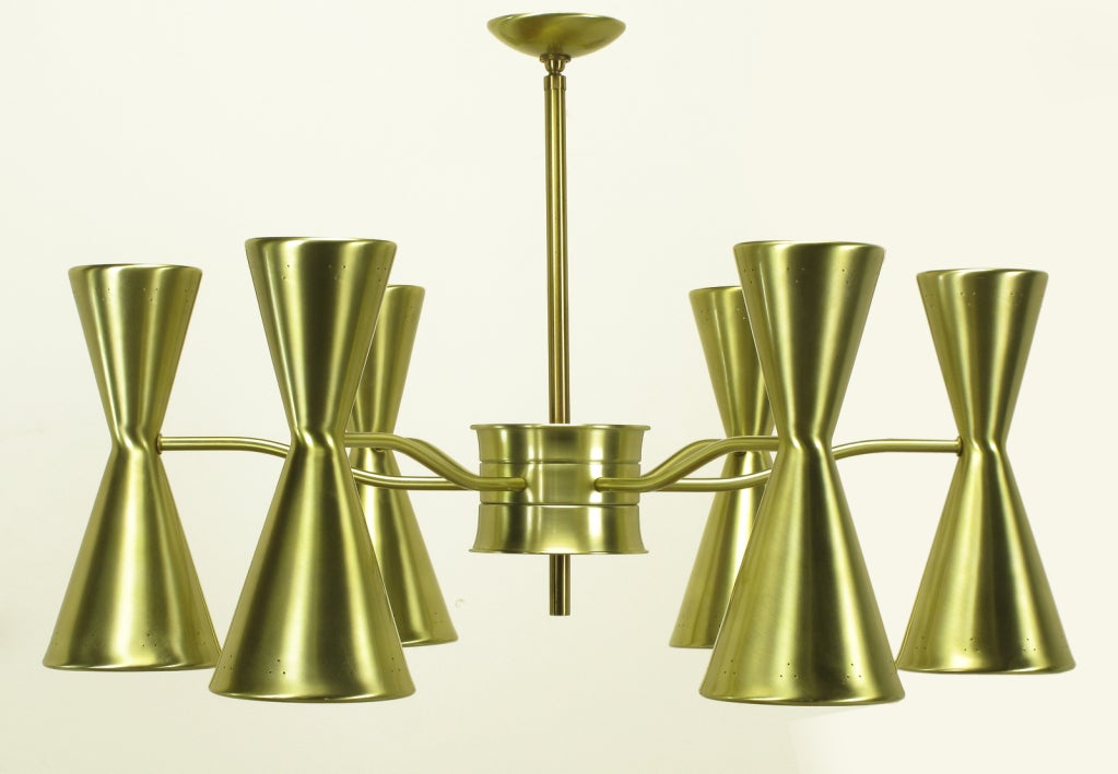 Litecraft Twelve Light Chandelier with Pierced Hourglass Shades at 1stDibs