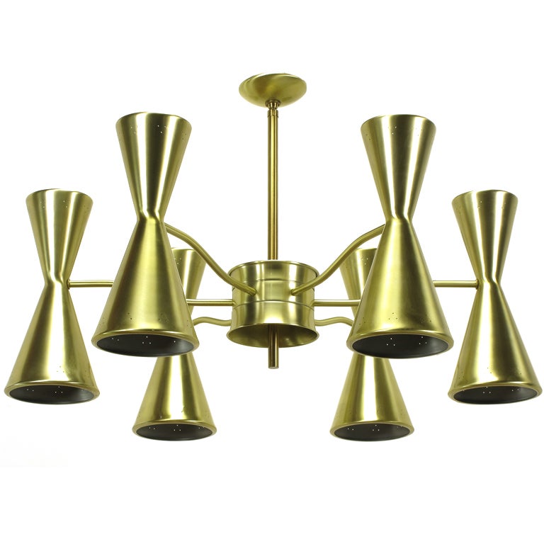 Litecraft Twelve Light Chandelier with Pierced Hourglass Shades at 1stDibs