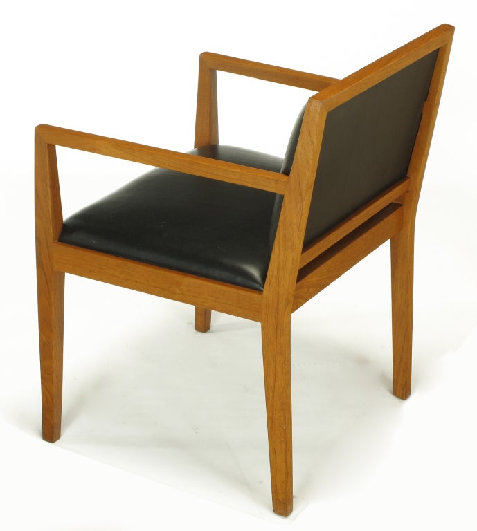 Four Interior Crafts Ash and Leather Arm Chairs at 1stDibs