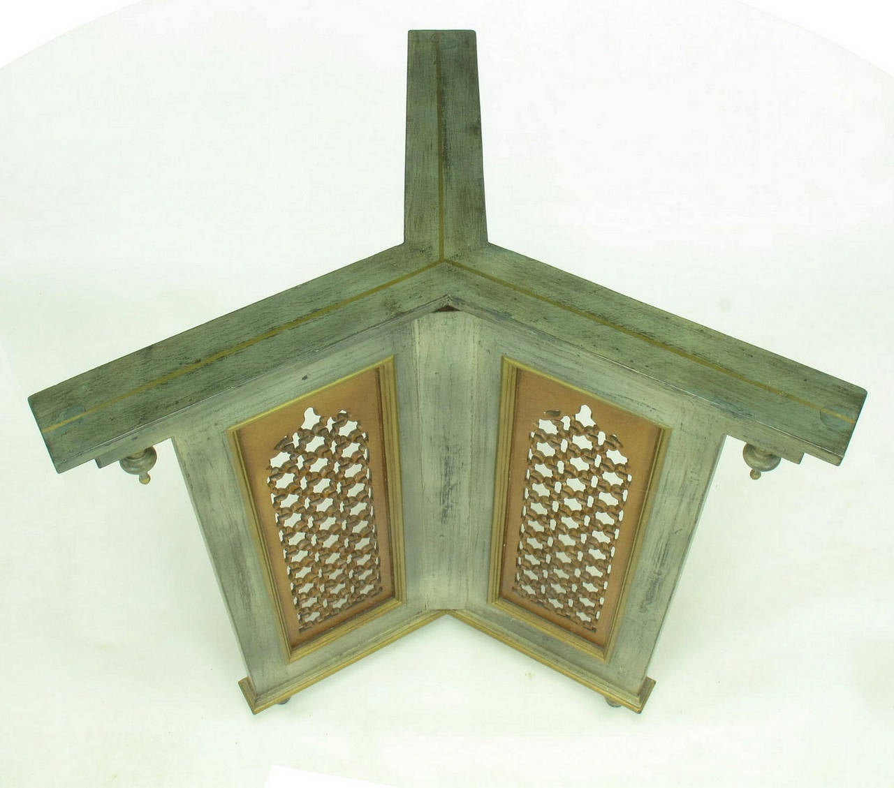 Verdigris Finish Pedestal Dining Table With Gilt Arabeque Panels at 1stDibs