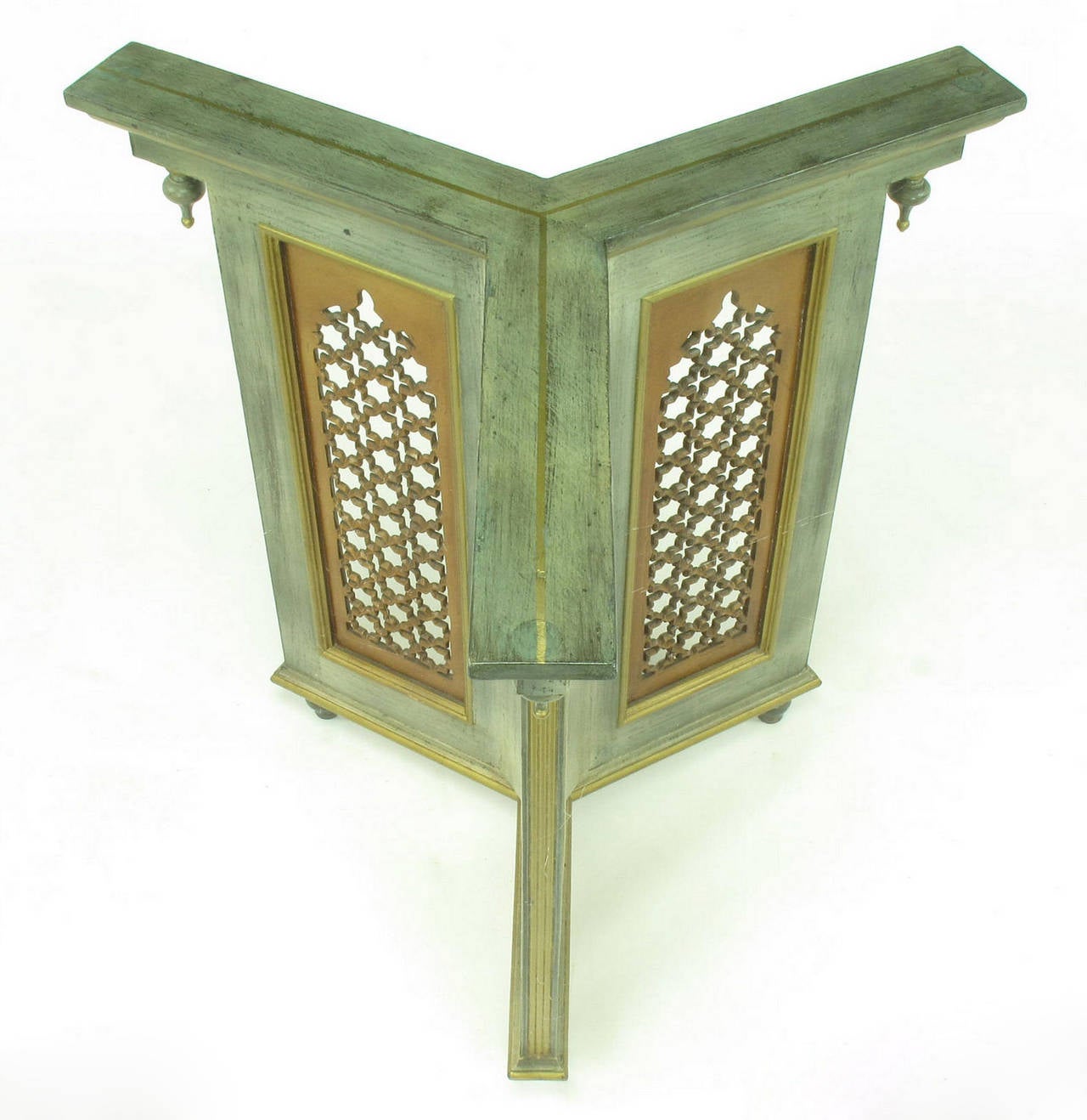 Verdigris Finish Pedestal Dining Table With Gilt Arabeque Panels at 1stDibs