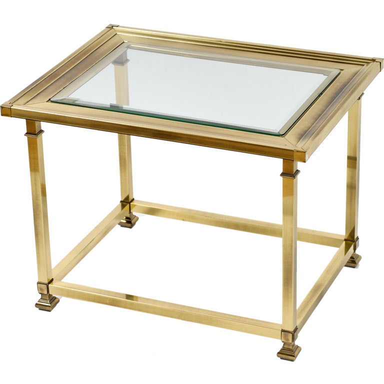 Mastercraft Patinated Brass And Glass End Table at 1stDibs