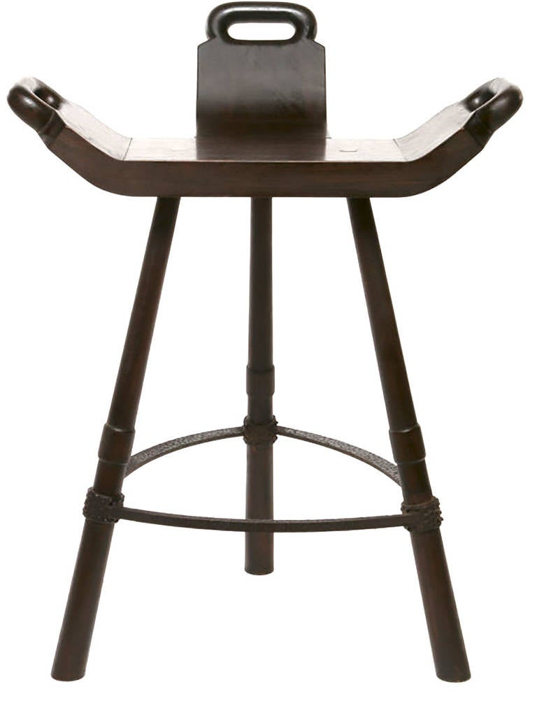 Pair of Primitive Birthing Chair Inspired Bar Stools at 1stDibs