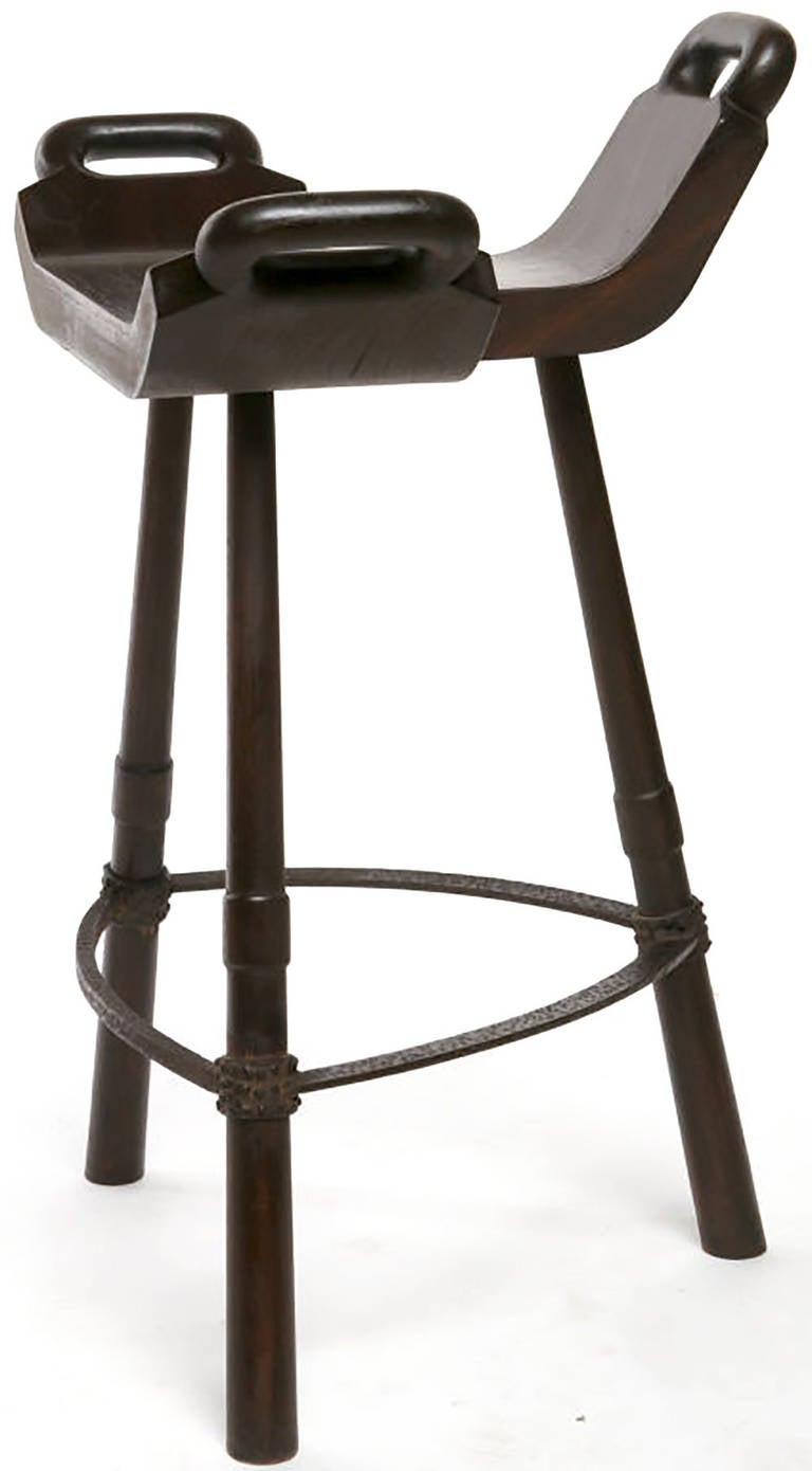 Pair of Primitive Birthing Chair Inspired Bar Stools at 1stDibs