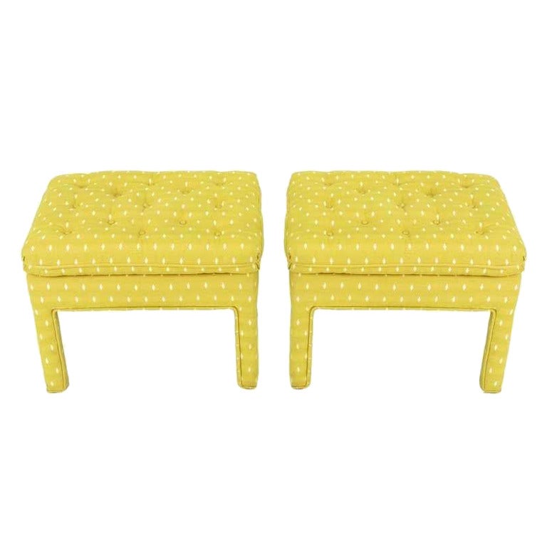 Pair of Fully Upholstered Button-Tufted Parsons Benches at 1stDibs ...