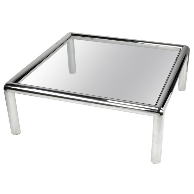 Polished Aluminum And Glass Aviation Coffee Table at 1stDibs
