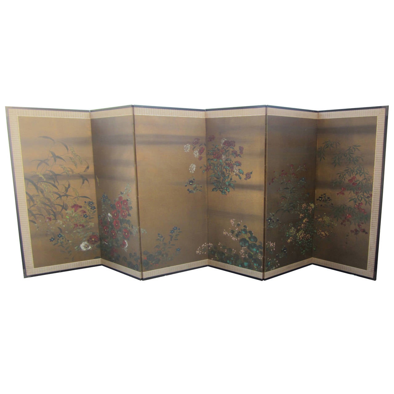 Large Japanese Six-Panel Screen For Sale at 1stdibs
