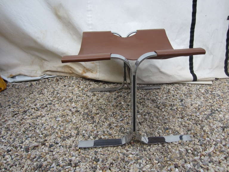 Modern Leather and Steel Sling Stool/Bench For Sale at 1stdibs