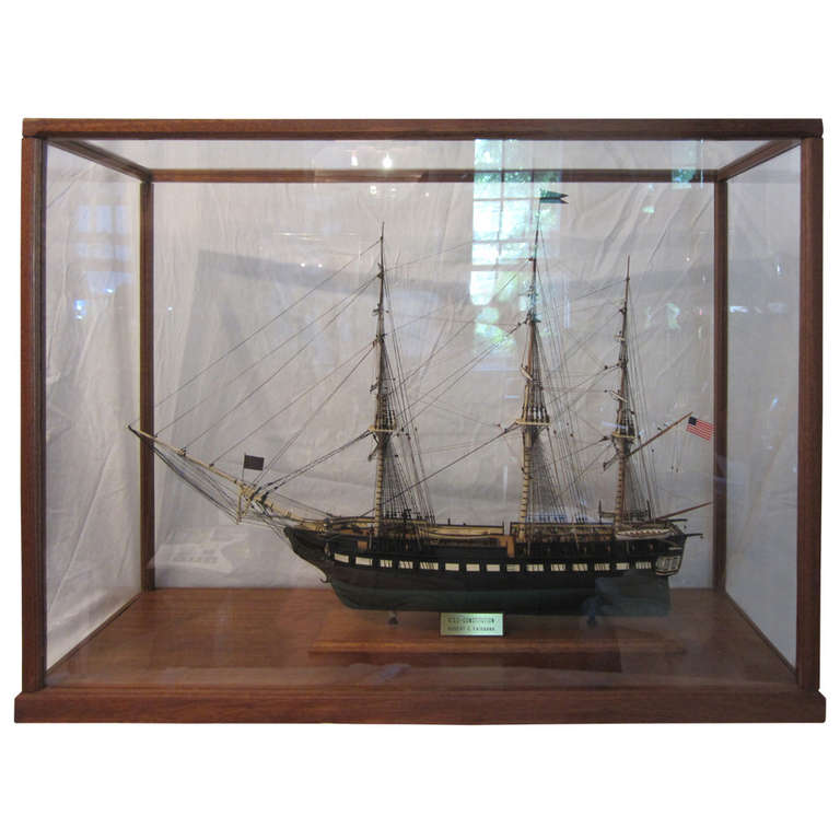 U.S.S. Constitution Model in Glass Case at 1stDibs