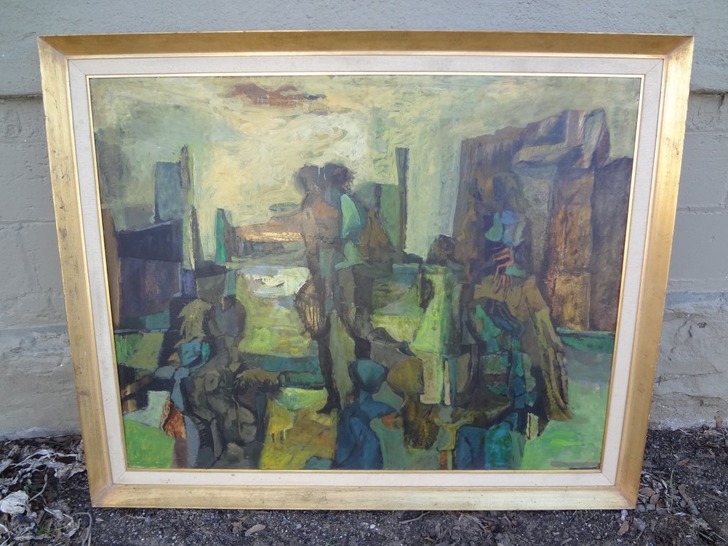 Large 1950's Abstract Oil on Masonite by Keith Finch at 1stDibs