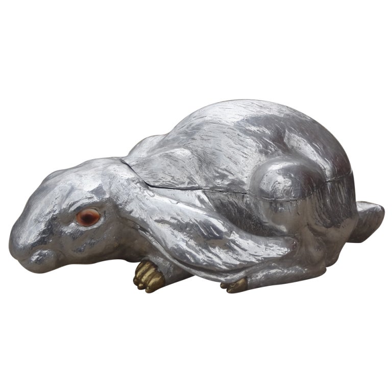 Cast Aluminum Rabbit Box By Arthur Court at 1stDibs