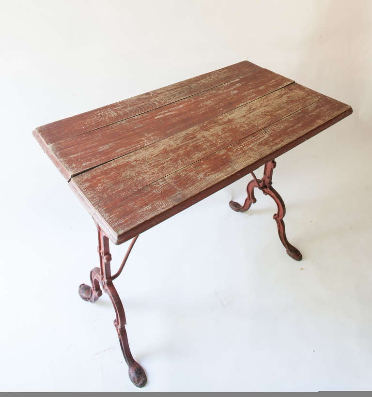 French Bistro Table with Red Painted Base and Top, circa 1880 at 1stDibs