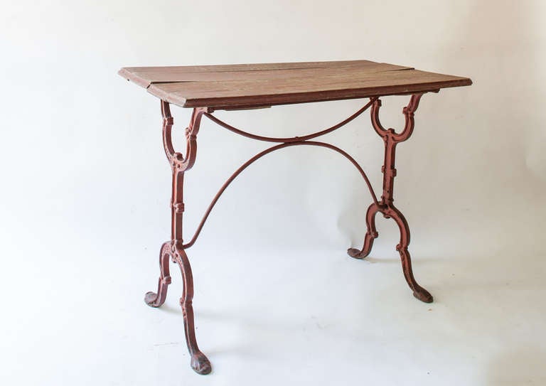 French Bistro Table with Red Painted Base and Top, circa 1880 at 1stDibs