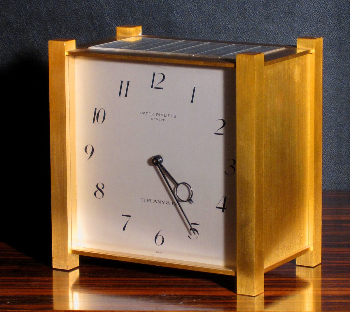 Patek Philippe Gilt Brass Solar-Powered Desk Clock at 1stDibs | solar ...