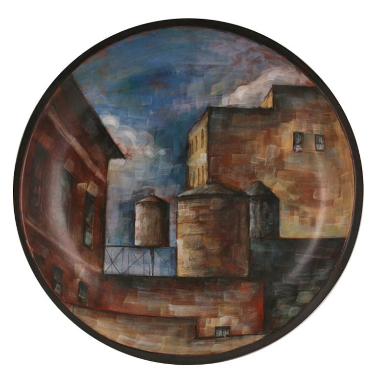 LIDYA BUZIO (1948 - ) Painted Ceramic Plaque/ Charger, "New York For ...