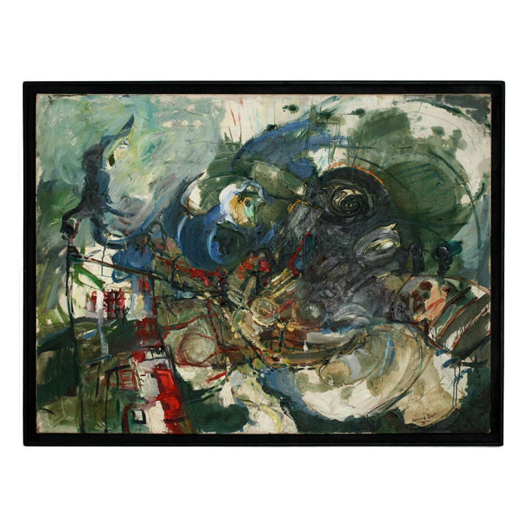 Simone Dat (1927-) Abstract Expressionist Painting For Sale at 1stDibs