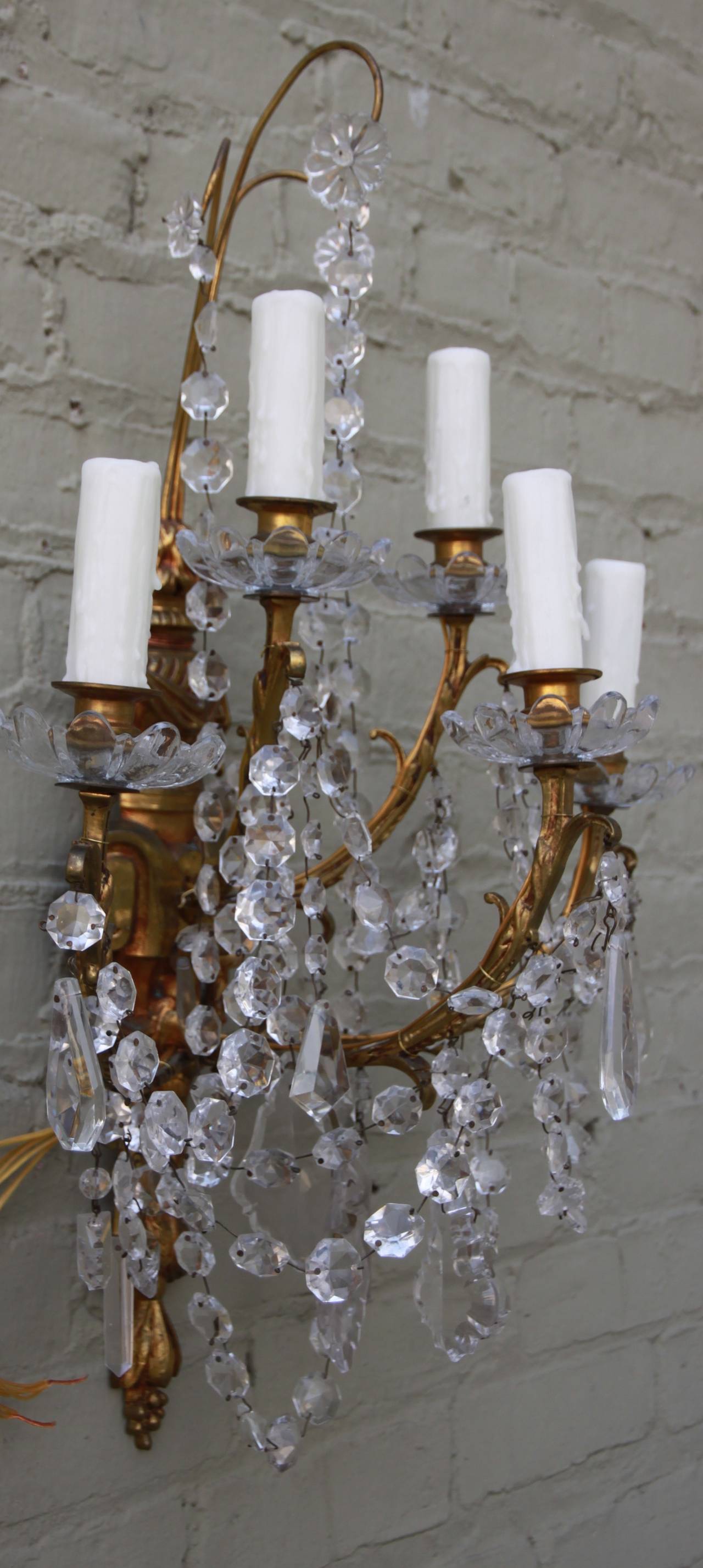 19th Century French Crystal Sconces at 1stDibs