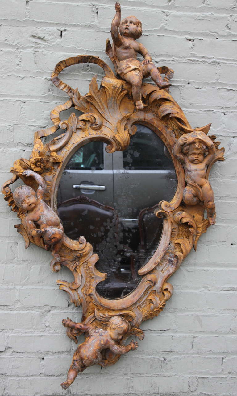 19th C. Italian Cherub Mirror at 1stDibs