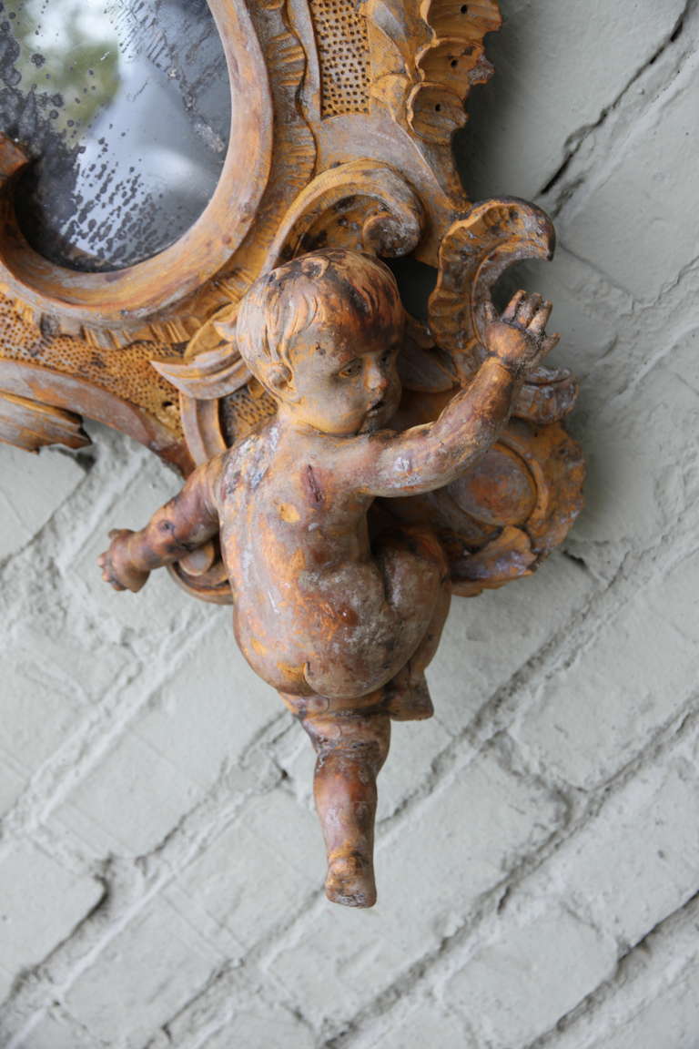 19th C. Italian Cherub Mirror at 1stDibs