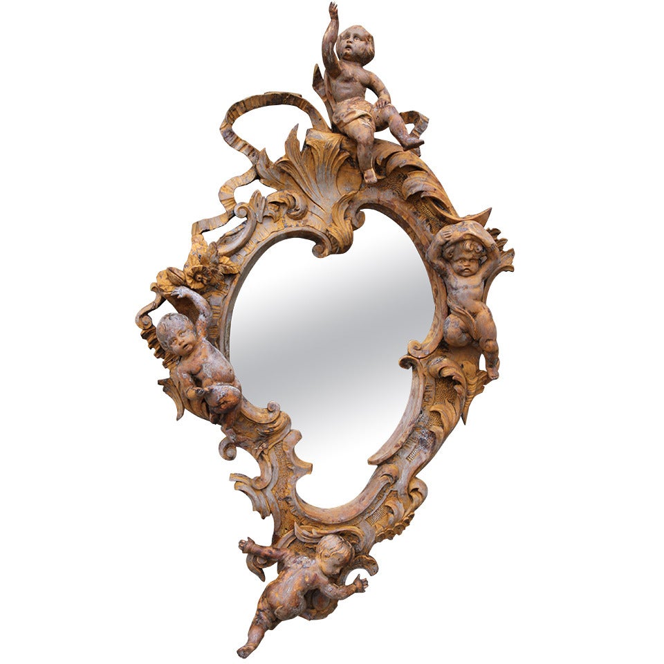 19th C. Italian Cherub Mirror at 1stDibs