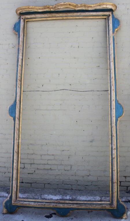 19th C. Italian Carved Painted Frame at 1stDibs