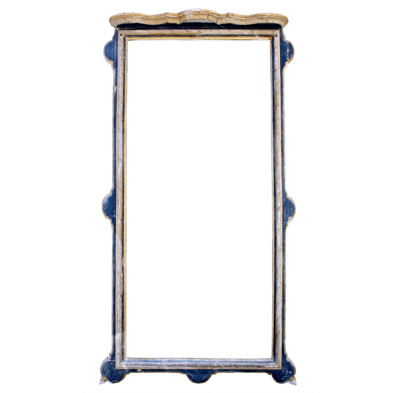 19th C. Italian Carved Painted Frame at 1stDibs