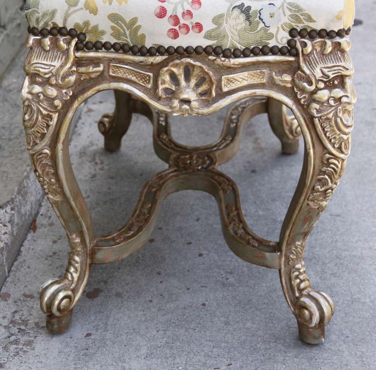 Pair of Carved Silvered Benches at 1stDibs