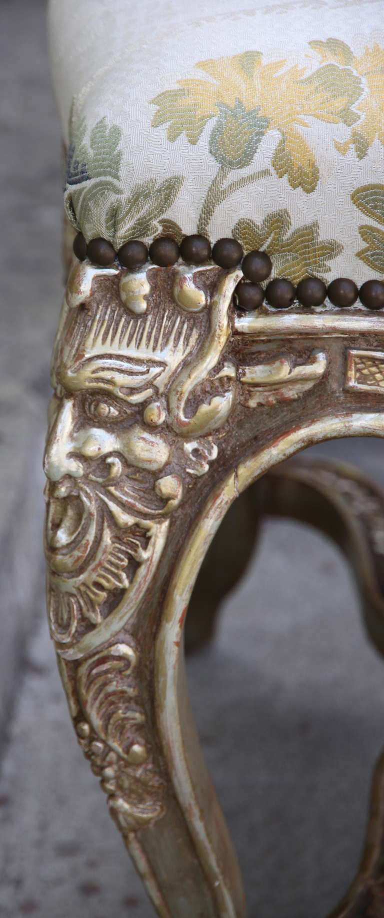 Pair of Carved Silvered Benches at 1stDibs